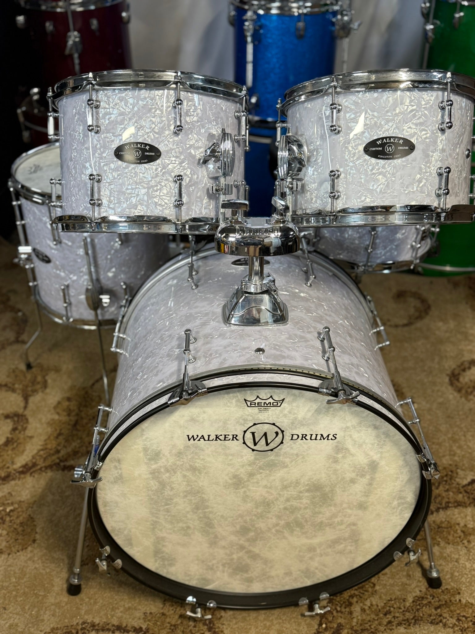 Walker Custom Drums 5pc White Pearl Drum Set 22/14/12/13/14 – Heritage ...