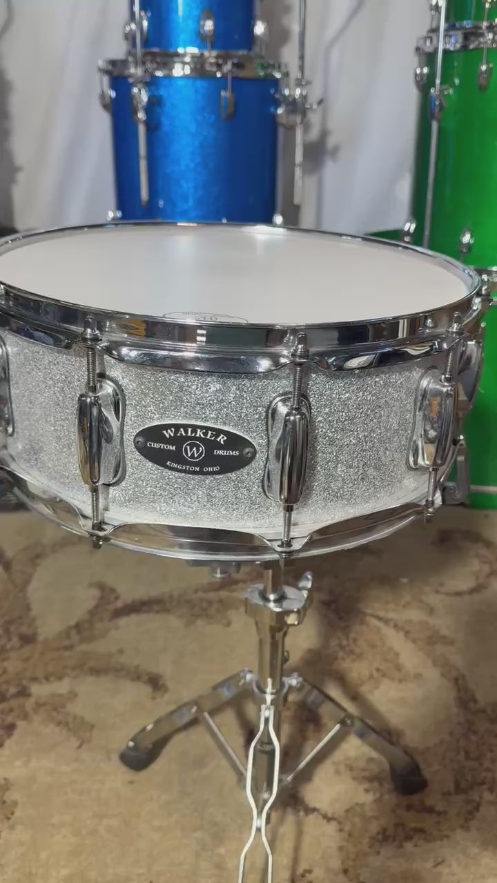 Walker Custom Drums 14x5.5 Silver Sparkle Snare Drum - VIDEO – Heritage ...